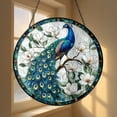 Vibrant Peacock Feather Stained Glass Style Suncatcher – Elegant Window ...