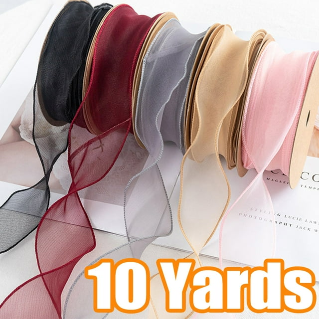 Vnanda 10 Yards Sheer Chiffon Ribbon Organza Satin Ribbon Transparent ...
