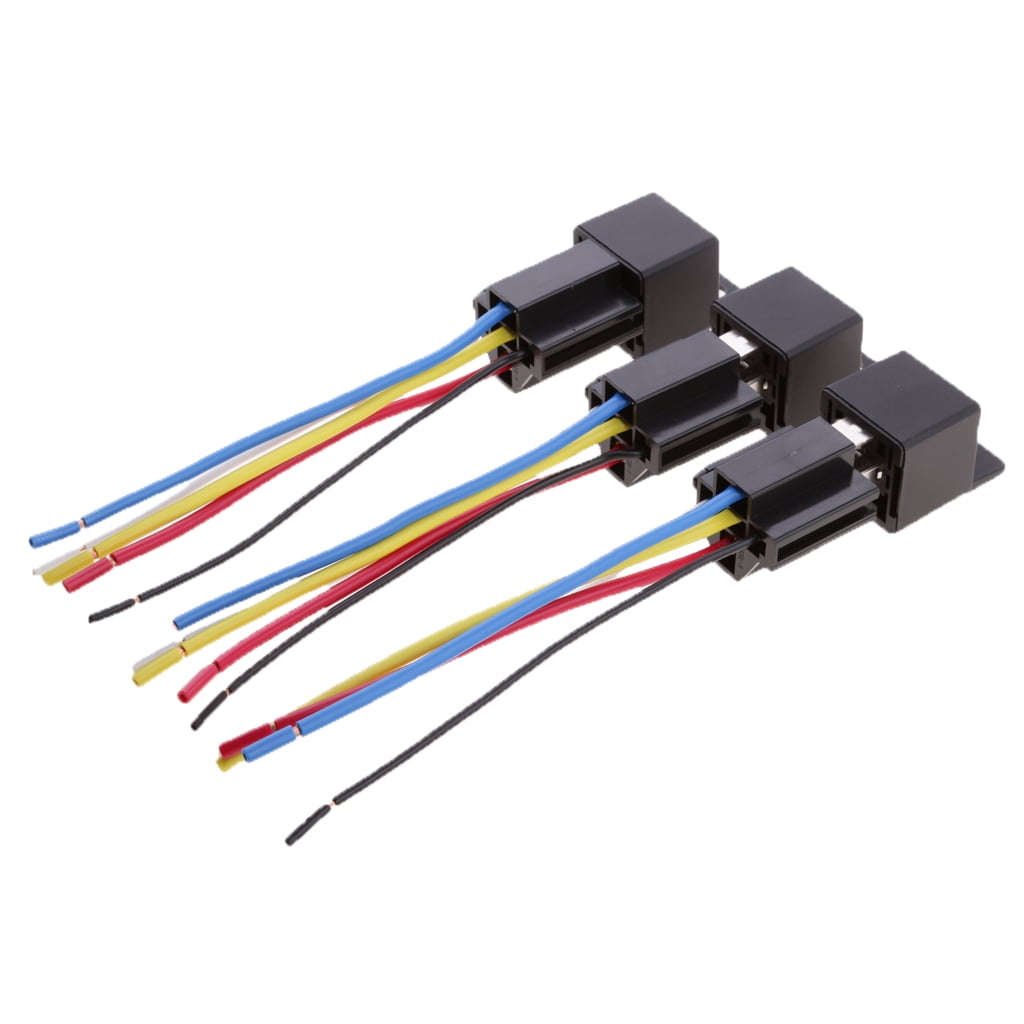 3 Sets of Normal Open 24V 5 Pin Relay with 5 Wires & Harness Socket 80 ...