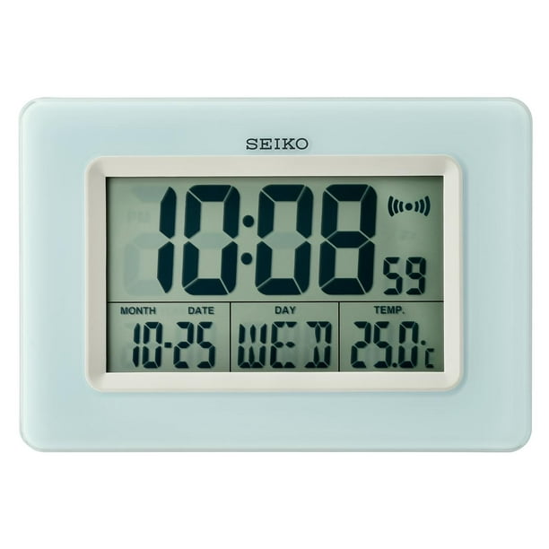 Seiko 6" Yanai Modern Digital Wall/Desktop Beep Alarm Clock, Light Blue ...