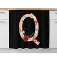 Black Letter Q Flower Cabinet Curtains 11" W x 13" L Watercolor ...