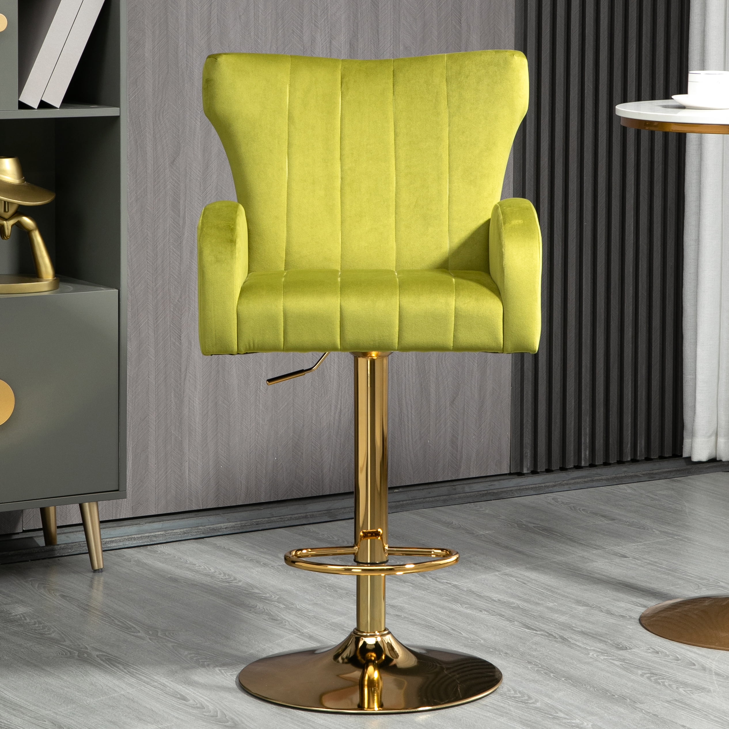 BELLEMAVE Velvet 360°Swivel Bar Stool, Modern Adjustable Counter Height ...