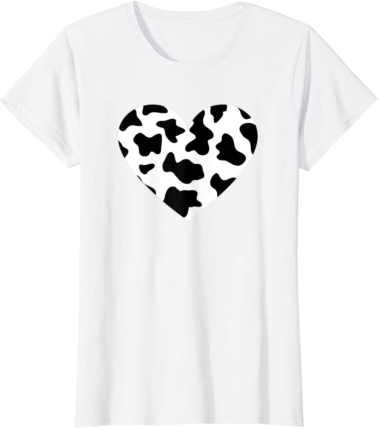 Women's Awesome Cow Print Shirt Black & White Print Heart T-Shirt White ...