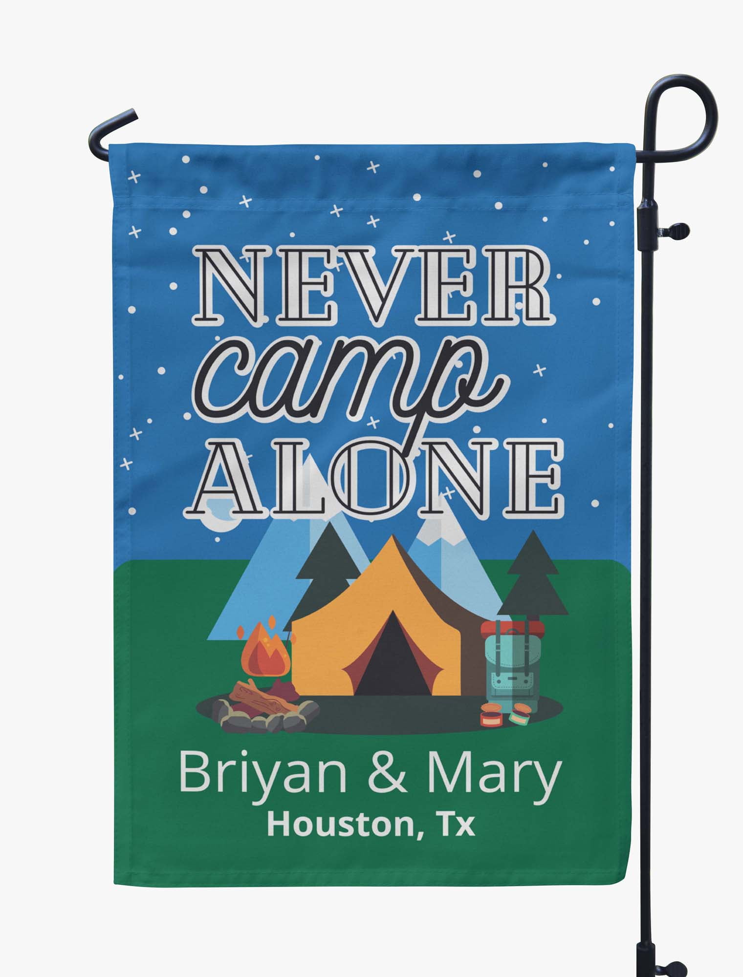 Printtoo Multicolor Never Camp Alone Campsite Camping Flags For Campers ...