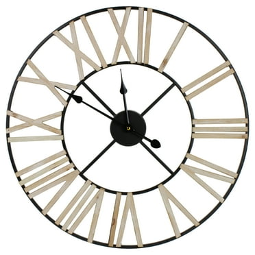 Northlight 24" Metal Framed Battery Operated Round Wall Clock with ...