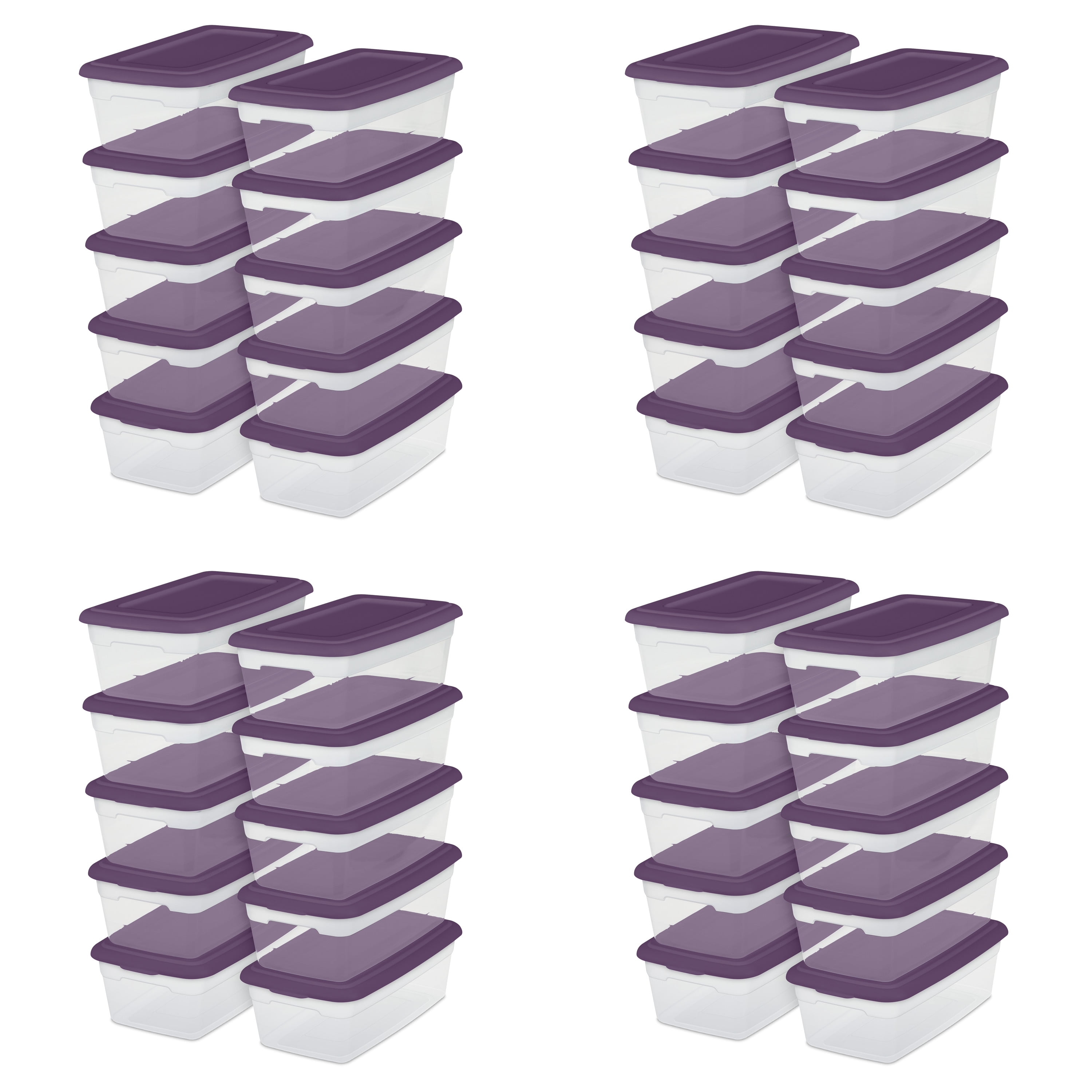 Sterilite Plastic 6 Qt. Storage Box Moda Purple Set of 40 - Walmart.com