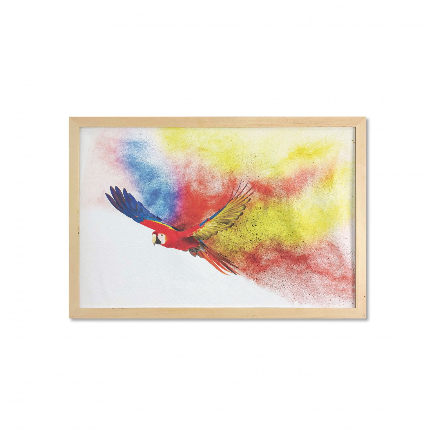 Parrot Wall Art with Frame, Flying Parrot Colorful Storm Cloud on the ...