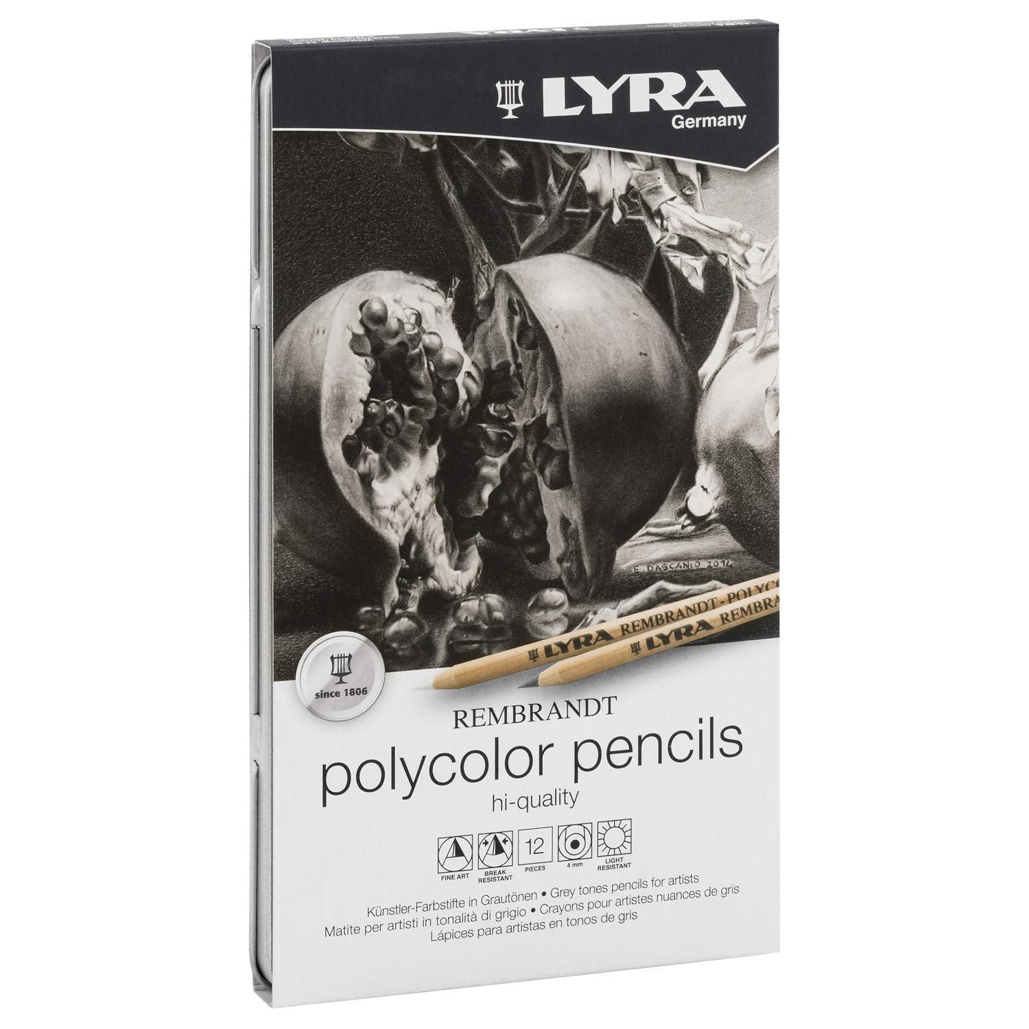 Lyra Rembrandt Polycolor Lápices de colores, Set of 12 (Greys ...