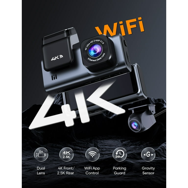 Dashcams For Cars 3" Ultra HD 2.5K + 1080P Front & Rear Dual Dash Cam ...