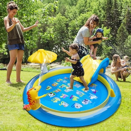 PVC Inflatable Swimming Pool Slide Dinosaur Fountain Outdoor Sprinkler ...