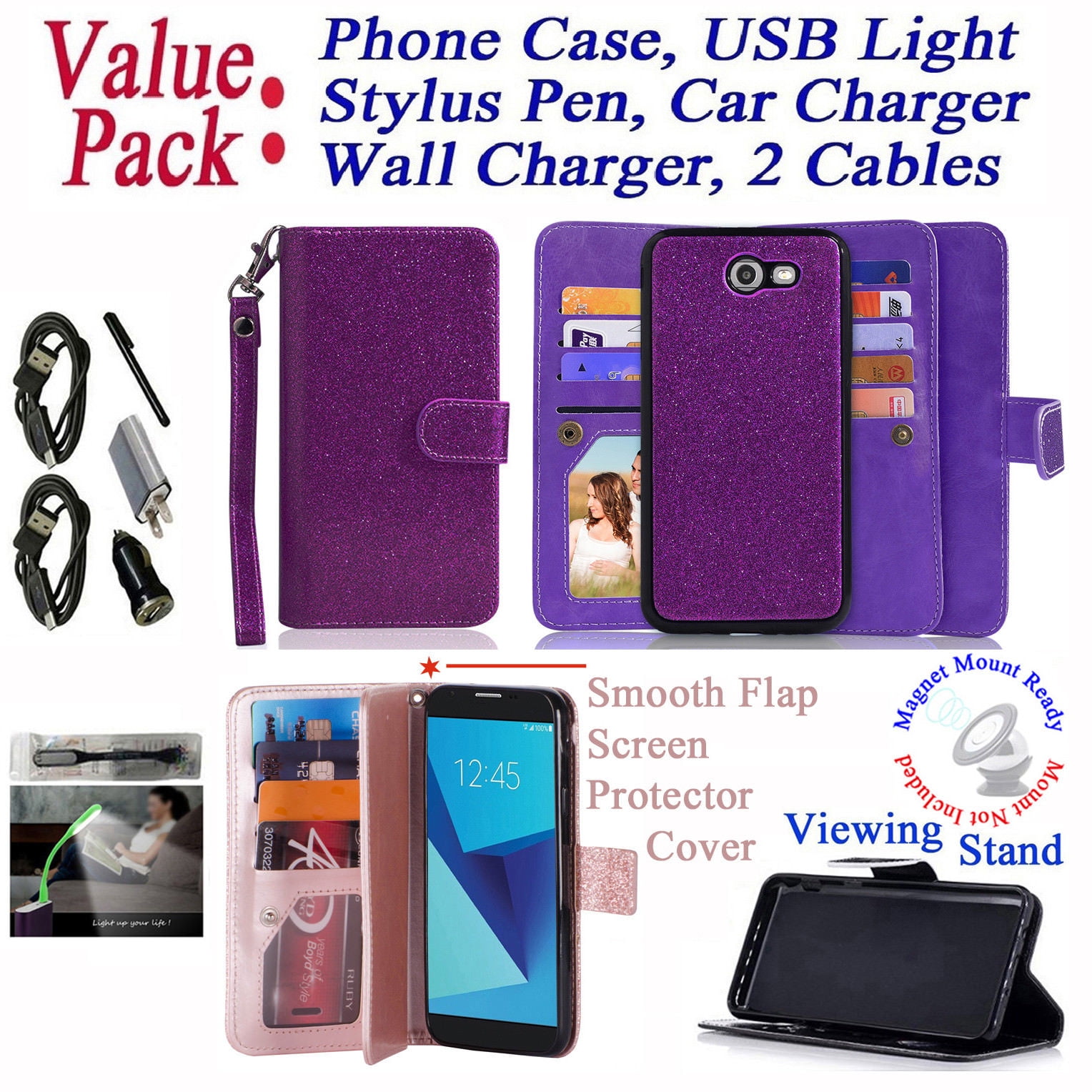 Value Pack + for Samsung Galaxy J7 Prime On Nxt On7 Prime Case Wallet ...