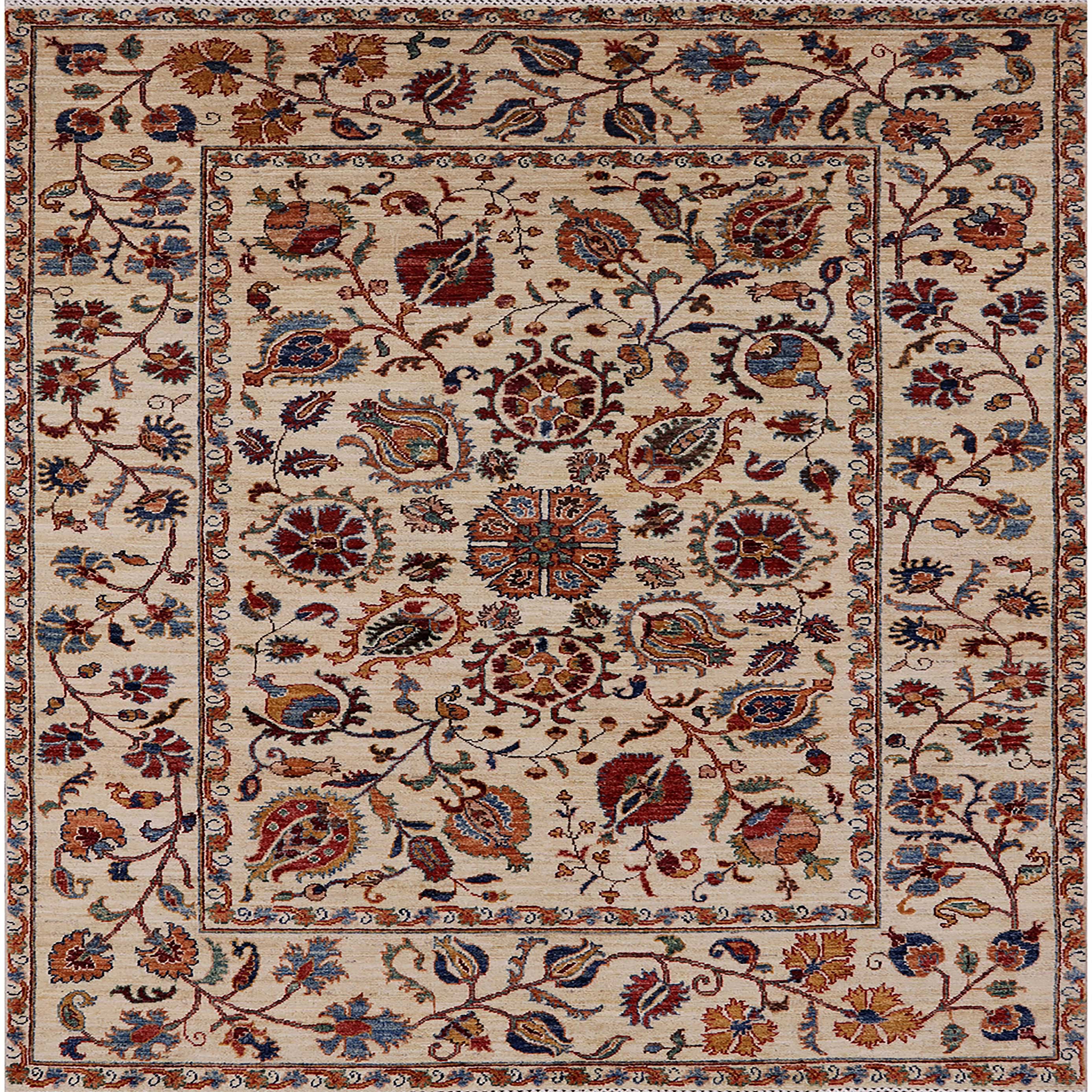 Ahgly Company Indoor Square Mid-Century Modern Red Brown Oriental Area ...