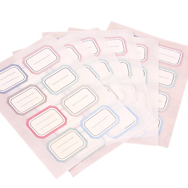 1 Pack 6 Sheets Self-Adhesive Name Tags Plain Name Labels Stickers File ...