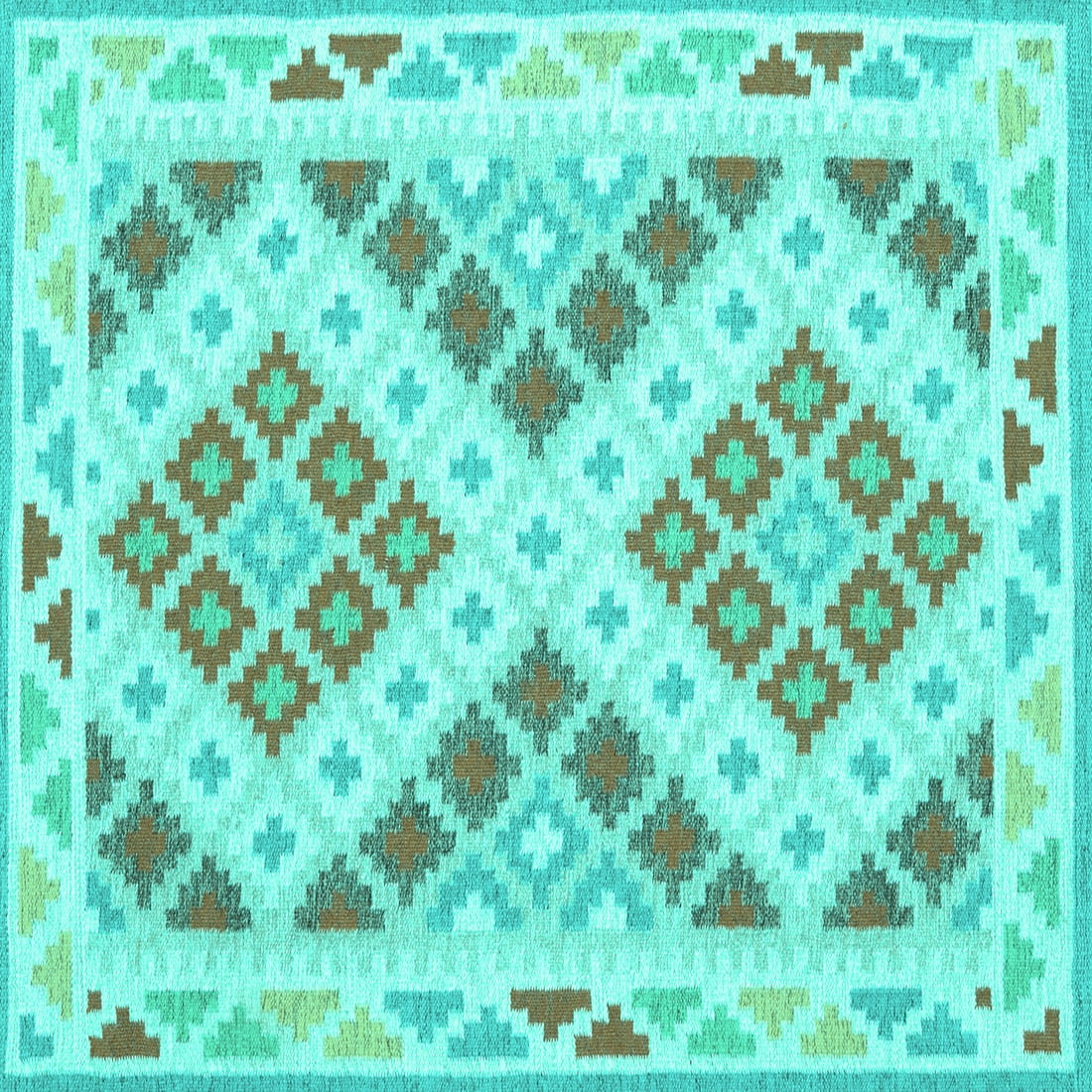 Ahgly Company Machine Washable Indoor Square Southwestern Turquoise ...