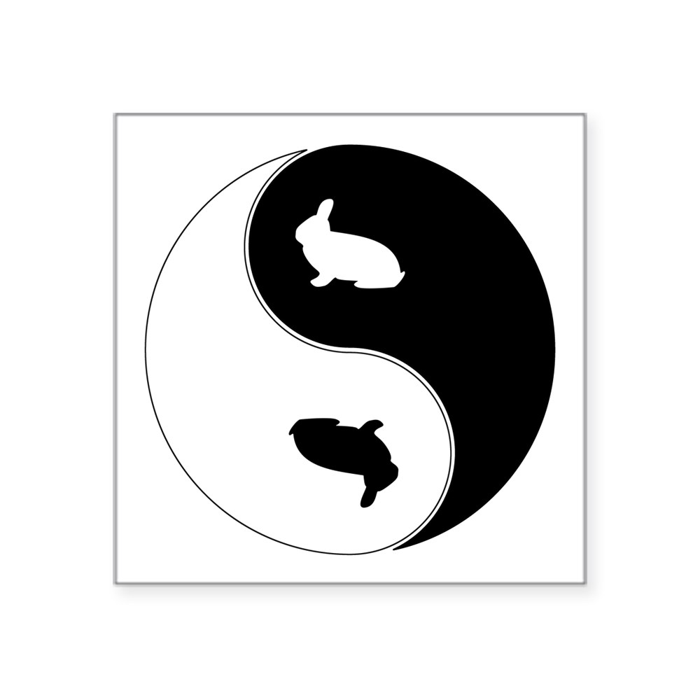 CafePress - Yin Yang Rabbit Symbol Square Sticker 3 X 3 - Square ...