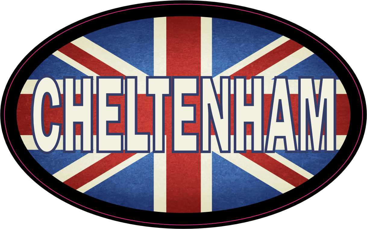StickerTalk Oval UK Flag Cheltenham Vinyl Sticker, 4 inches x 2.5 ...