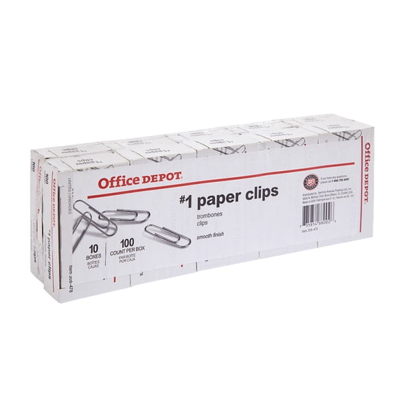 Office Depot Brand Paper Clips No 1 Regular Silver 100 Clips Per office-depot-brand-paper-clips-no-1-regular-silver-100-clips-per