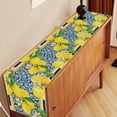 Blue Lemon Table Runner, Watercolor Summer Fruit Italian Blue Tiles ...