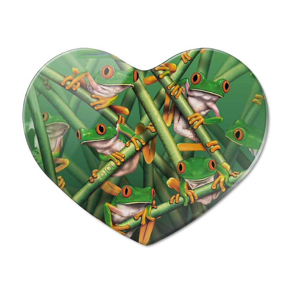 Red Eye Tree Frog Grouping Tropical Rainforest Heart Acrylic Fridge ...