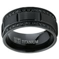 9mm Mens Black Titanium Wedding Band Ring Simulated Diamond 1ct Double