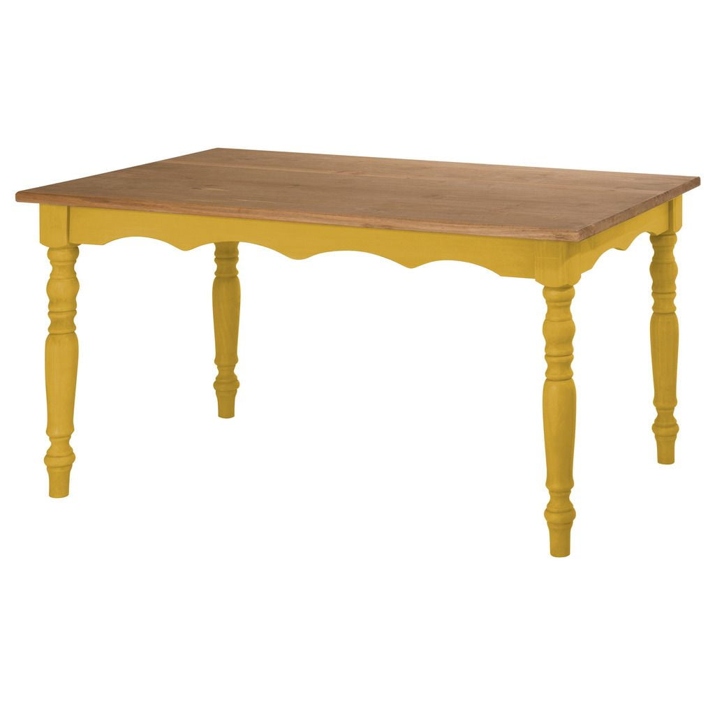 Jay 59.84" Solid Wood Dining Table in Yellow Wash - Walmart.com