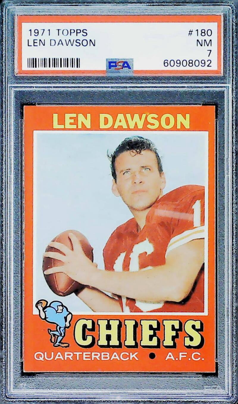 1971 Topps Football #180 Len Dawson Kansas City Chiefs PSA 7 NM Trading ...