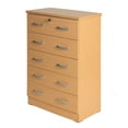 Better Home Products Cindy 5 Drawer Chest, Beech (Maple) Wooden Dresser ...