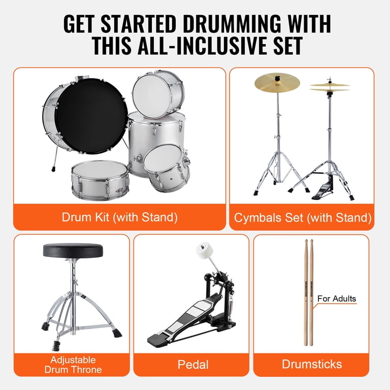 Drum Sets & Set Components Ktaxon 5-Piece Adult Drum Set, 22 Inch Full ...
