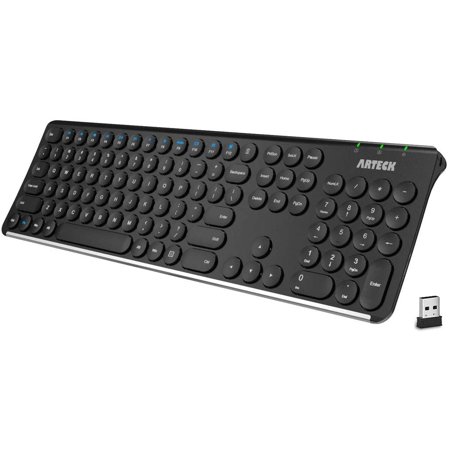 2.4G Wireless Keyboard Stainless Steel Ultra Slim Full Size Keyboard ...