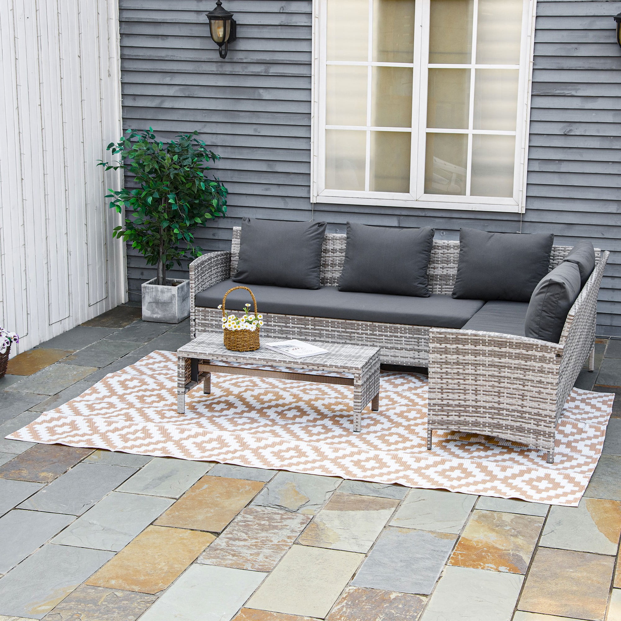Click here for Outsunny Reversible Outdoor Rv Rug  6 X 9 Patio Fl... prices