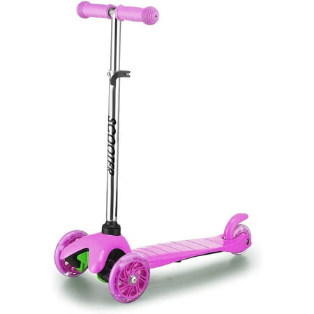 KUNOVA (TM) Pink Kick Scooter Suitable for 3-8 Years Old, PU Flashing ...