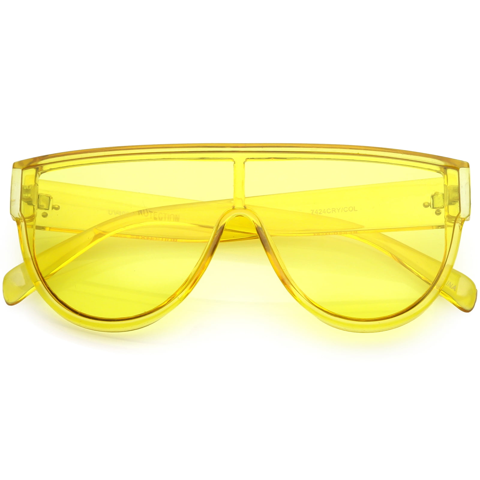 Oversize Flat Top Shield Aviator Sunglasses Colored Mono Lens 68mm ...