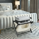 Ecomex Set of 4 Wood Luggage Rack with Laundry Bag, Folding Suitcase ...