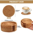 6 Pcs Handmade Rattan Coasters with Holder,Natural Wicker Boho Coaster ...