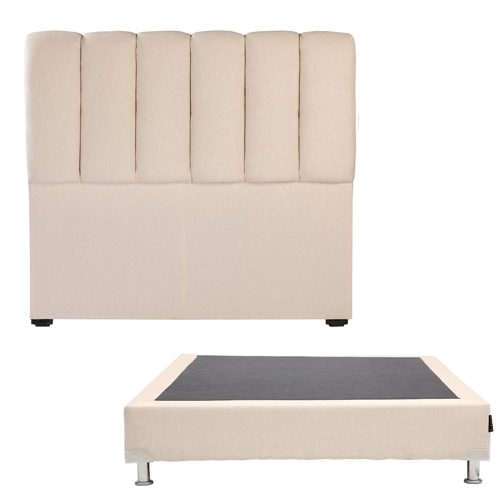 Box Base Cama Matrimonial + Cabecera Kami Beige Dicasa Dolum | Bodega ...