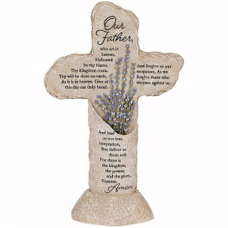 Carson Home Accents 134598 11 in. Lords Prayer LED Pedestal Cross ...