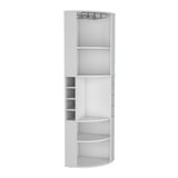 Shunda K 71" Corner Bar Cabinet with Five Shelves, Eight Bottle Cubbies ...