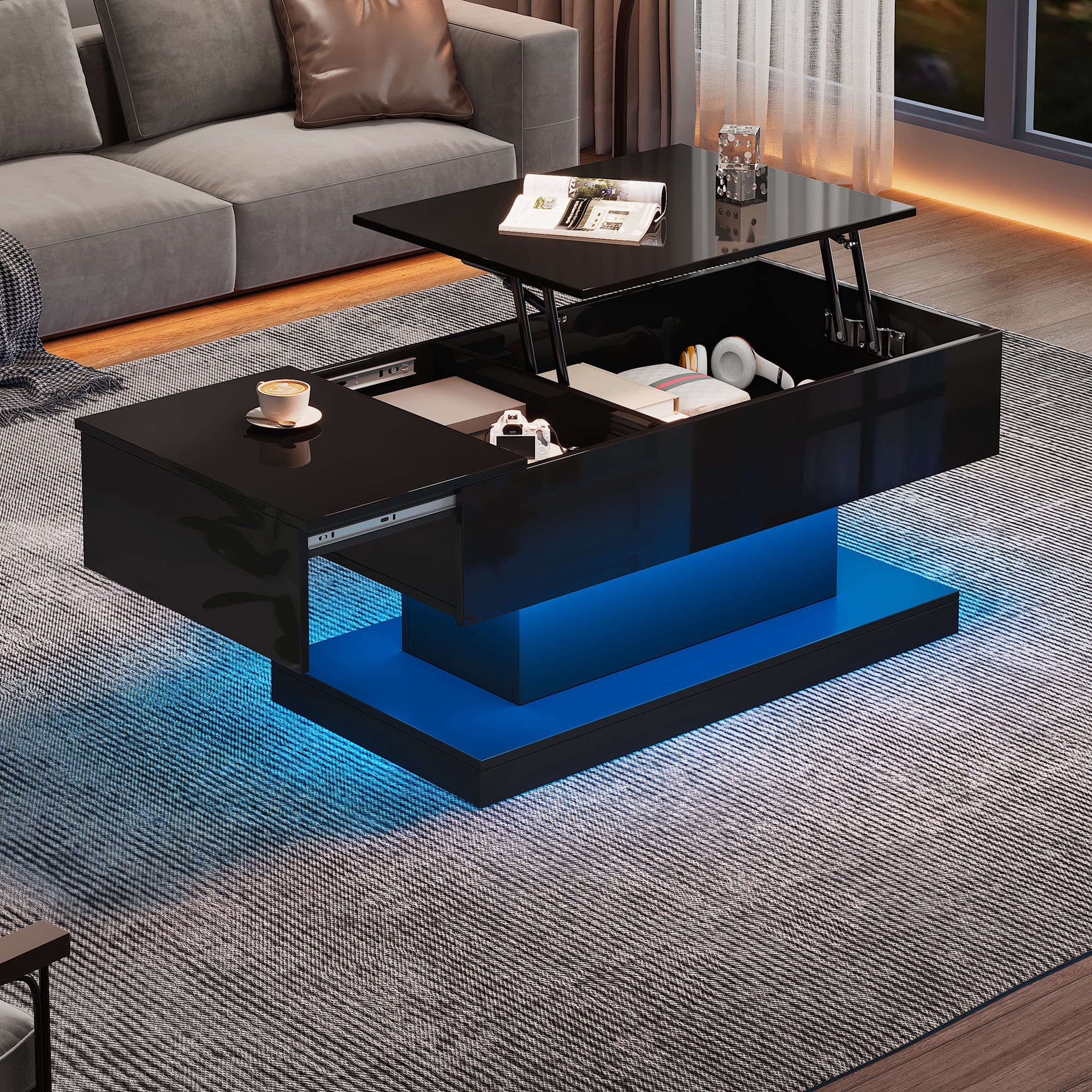 Click here for Noble House Lift-Top Coffee Table high-Gloss Led L... prices