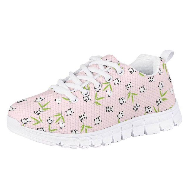 Pzuqiu Cute Panda Girls Shoes Size 13 Bamboo Tennis Shoes Pink Lace Up ...