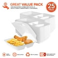 8"x8"x3" White Foam Disposable Clamshell Trays, 3-Compartment Take Out Boxes - 25 Count ...