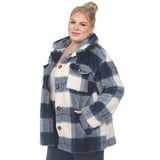White Mark Women's Plaid Sherpa Shacket Jacket - Walmart.com