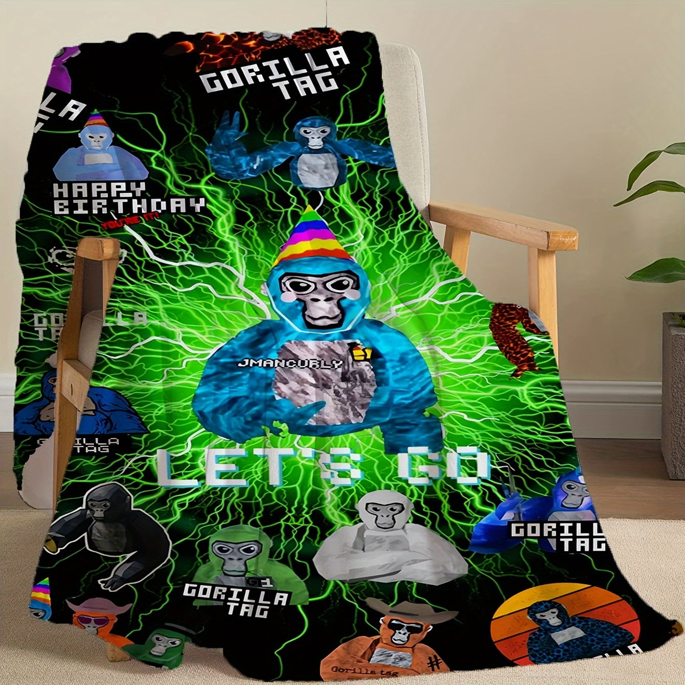 Click here for Vestiva Vibrant Gorilla Tag Print Throw Blanket -... prices