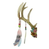 Rustic 12 Point Stag Deer Antlers Flowers And Feathers Rack Wall Hooks ...