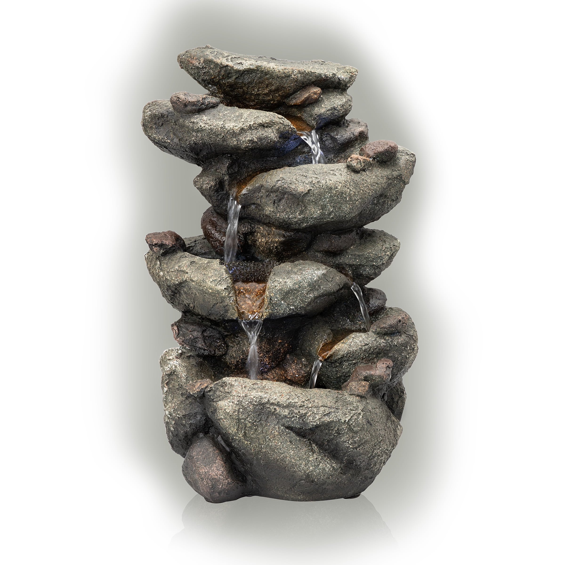 Alpine Corporation 14-Inch Indoor & Outdoor Rainforest Rock Fountain ...