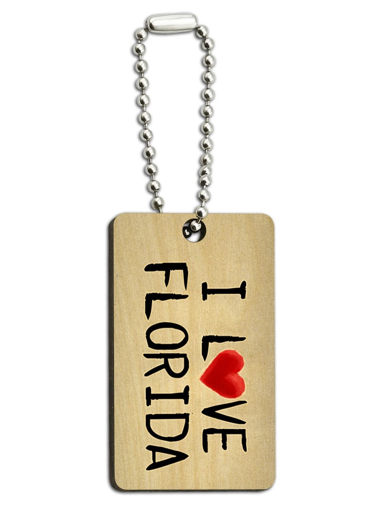 I Love Florida Written on Paper Wood Rectangle Key Chain - Walmart.com