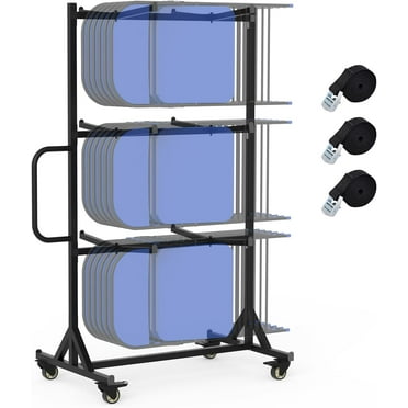Folding Table and Chair Cart, Folding Chair Strorage Rack with Cover ...