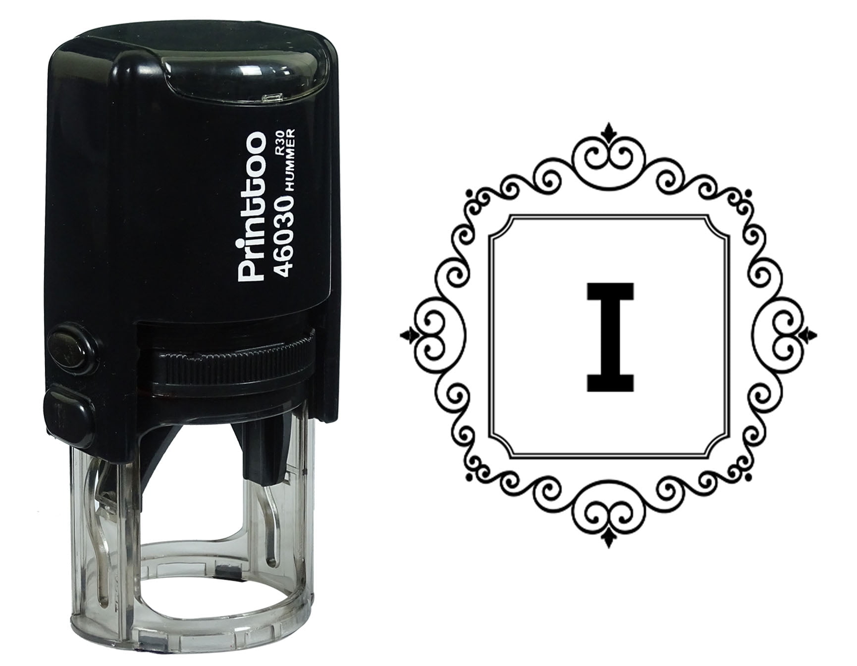 Printtoo Square Swirl Border Alphabet I Monogram Initial Self Inking ...