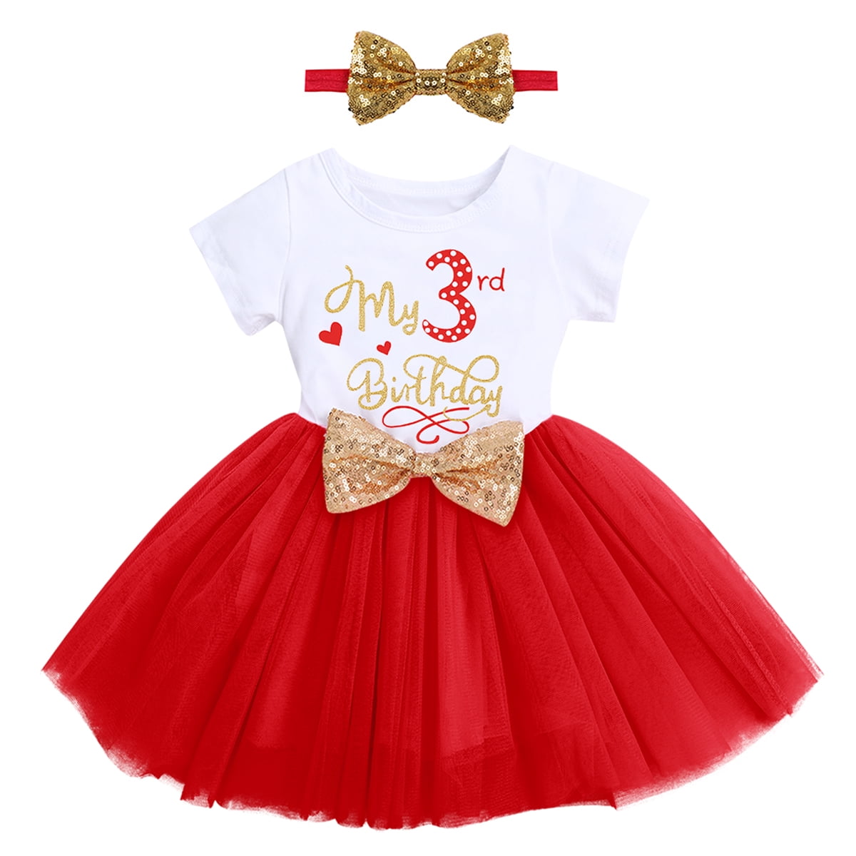 FYMNSI Kids Girl 3rd Third Birthday Dress Three Years Old Party Cake ...
