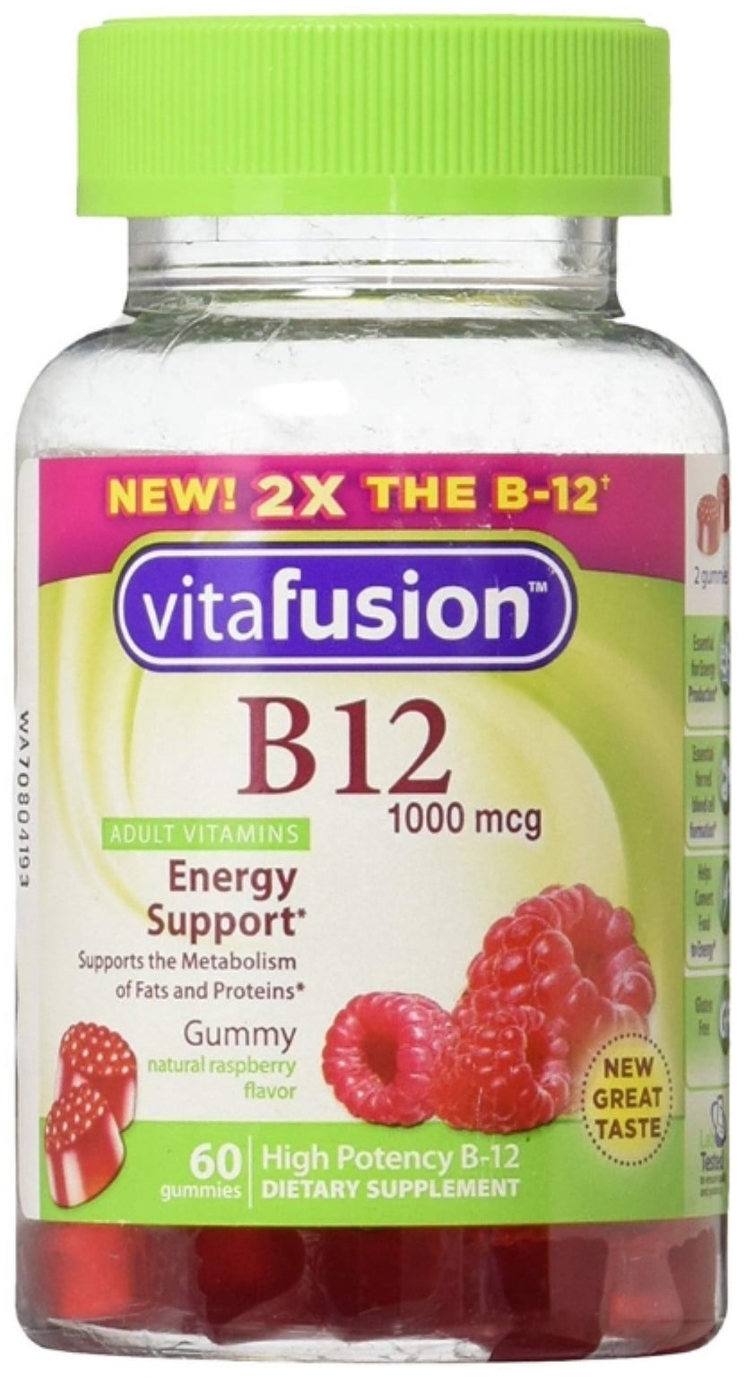 Vitafusion B-12 1000 mcg Energy Support Supplement, 60 ea (Pack of 3 ...