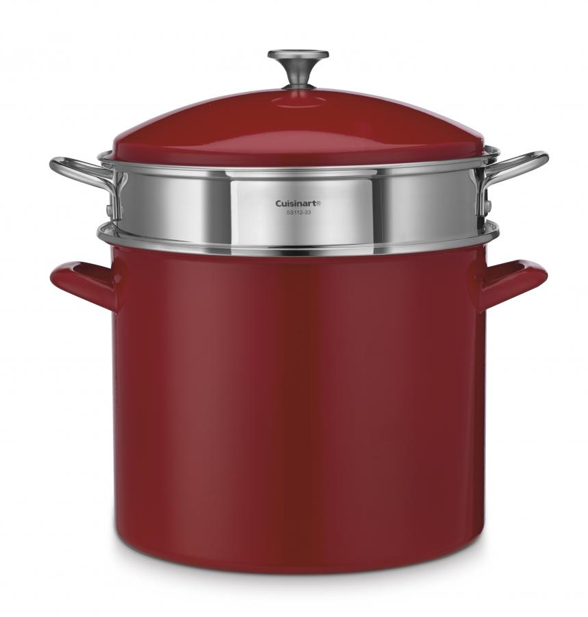 Cuisinart 20 Quart Stockpot With Steamer Insert And Cover Red Cuisinart 20 Quart Stockpot With Steamer Insert And Cover Red